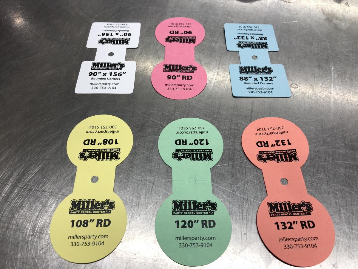 New Linen Tags! | Miller's Party Rental